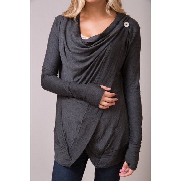 Elan | Jackets & Coats | Elan Jacket Button Shoulder Wrap Jacket Womens ...